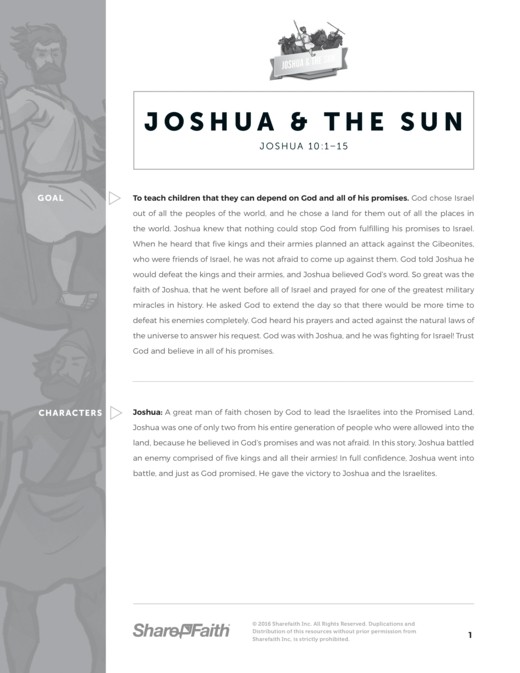 ShareFaith Media » Joshua 10 Sun Stand Still Sunday School Curriculum ...
