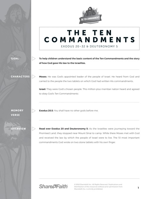 ShareFaith Media » Exodus 20 Ten Commandments Sunday School Curriculum ...