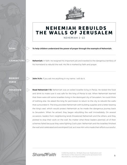 ShareFaith Media » Book of Nehemiah Sunday School Curriculum ...