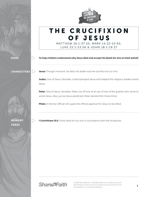 ShareFaith Media » The Jesus Crucifixion Sunday School Curriculum ...