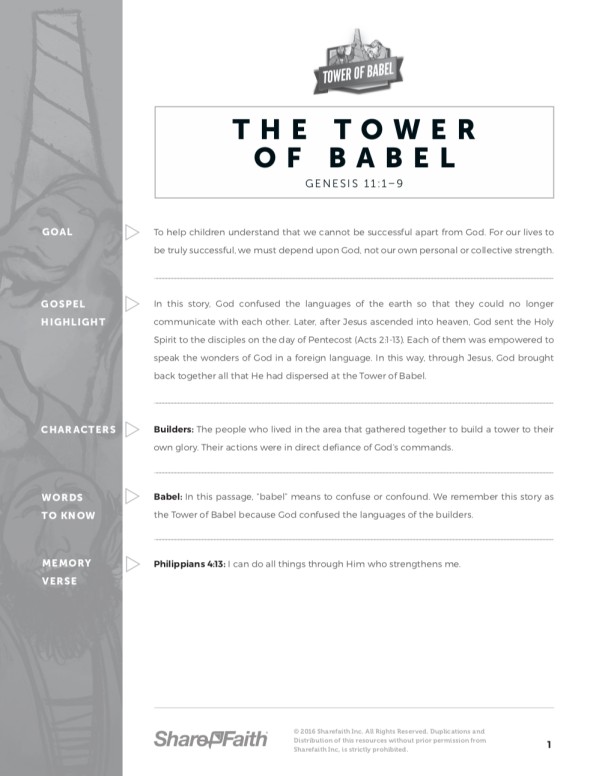 ShareFaith Media » Genesis 11 Tower of Babel Sunday School Curriculum ...
