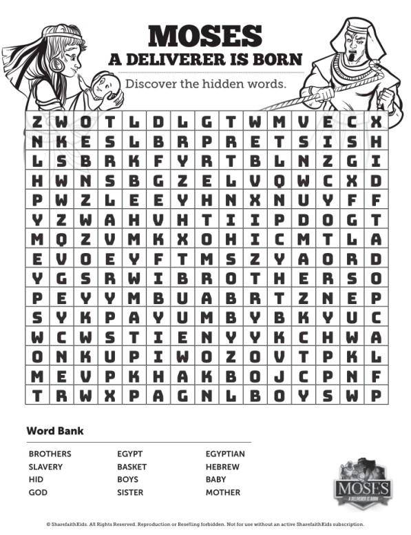 ShareFaith Media » Exodus 2 Baby Moses Bible Word Search Puzzle ...
