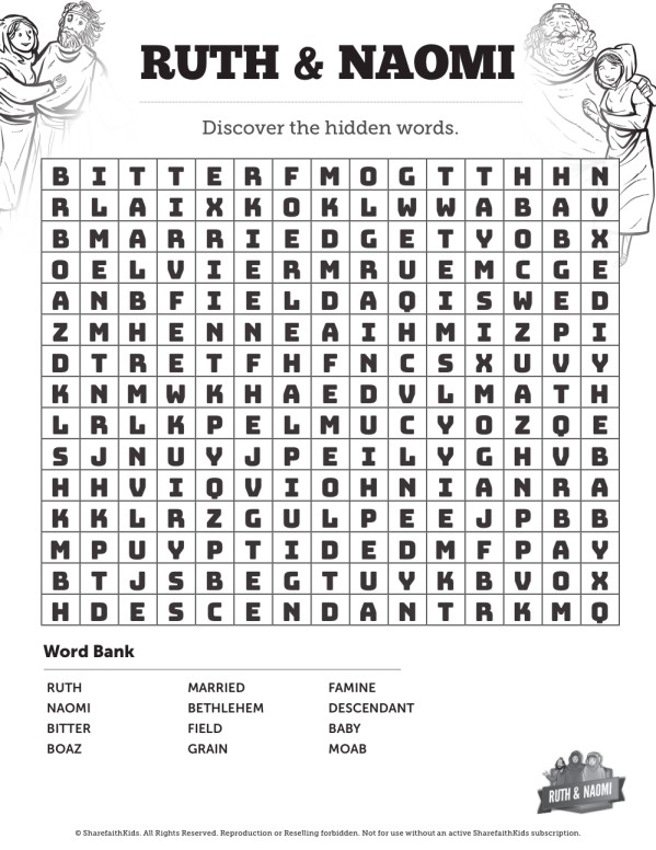ShareFaith Media » Ruth and Naomi Bible Word Search Puzzles ...