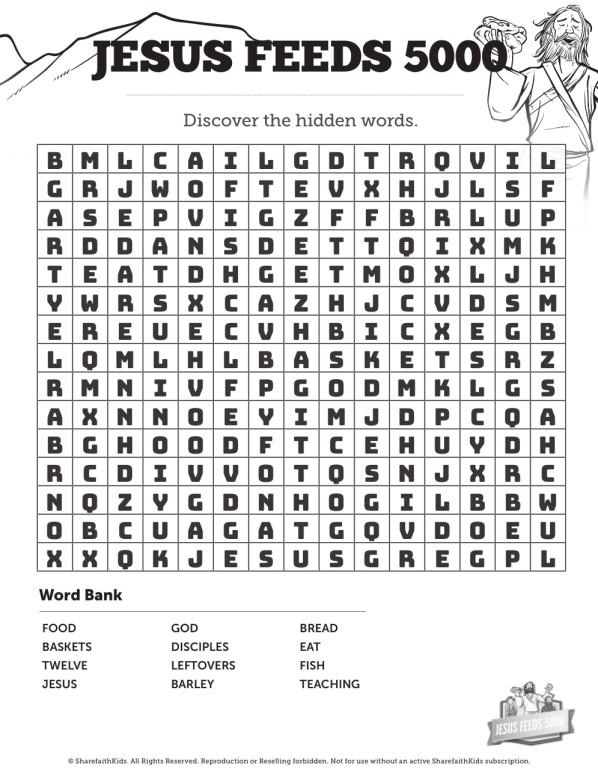 ShareFaith Media » Jesus Feeds 5000 Bible Word Search Puzzles ...