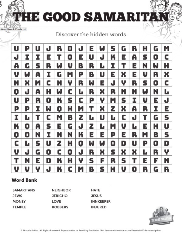 ShareFaith Media » The Good Samaritan Bible Word Search Puzzles ...