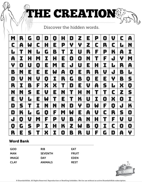 ShareFaith Media » The Creation Story Bible Word Search Puzzles ...