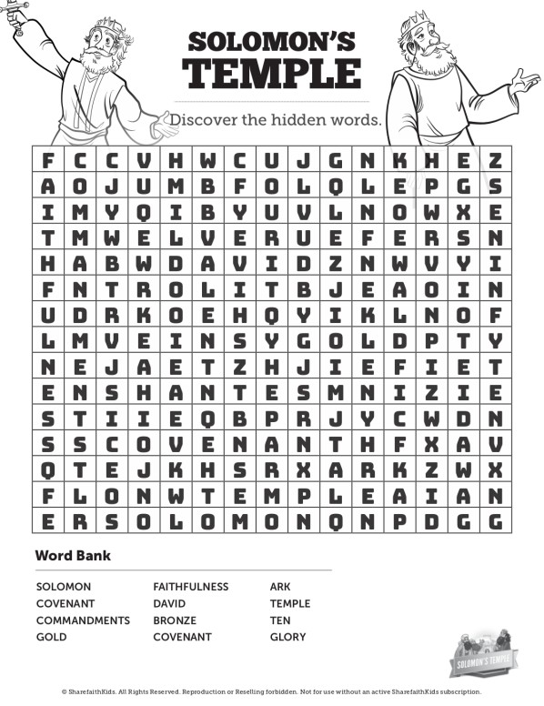 ShareFaith Media » 1 Kings 8 Solomon’s Temple Bible Word Search Puzzles ...