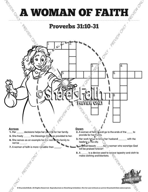 ShareFaith Media » Proverbs 31 A Woman of Faith Sunday School Crossword ...