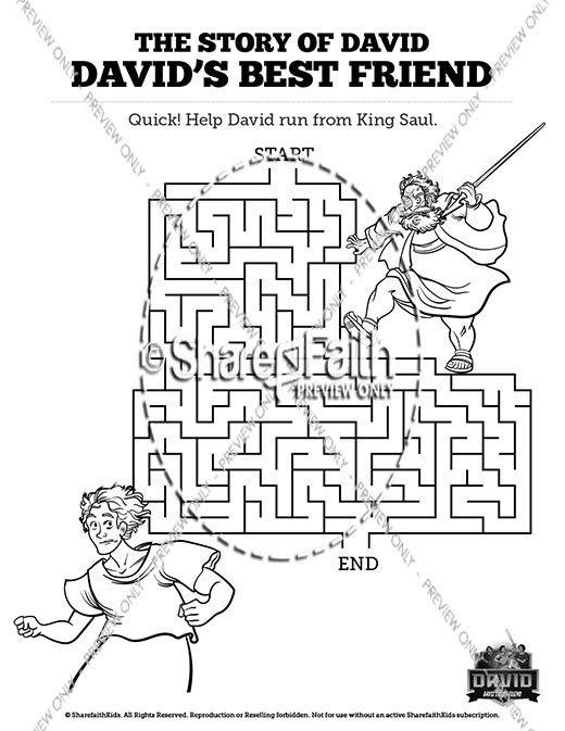 Jonathan And David Bible Story Coloring Pages