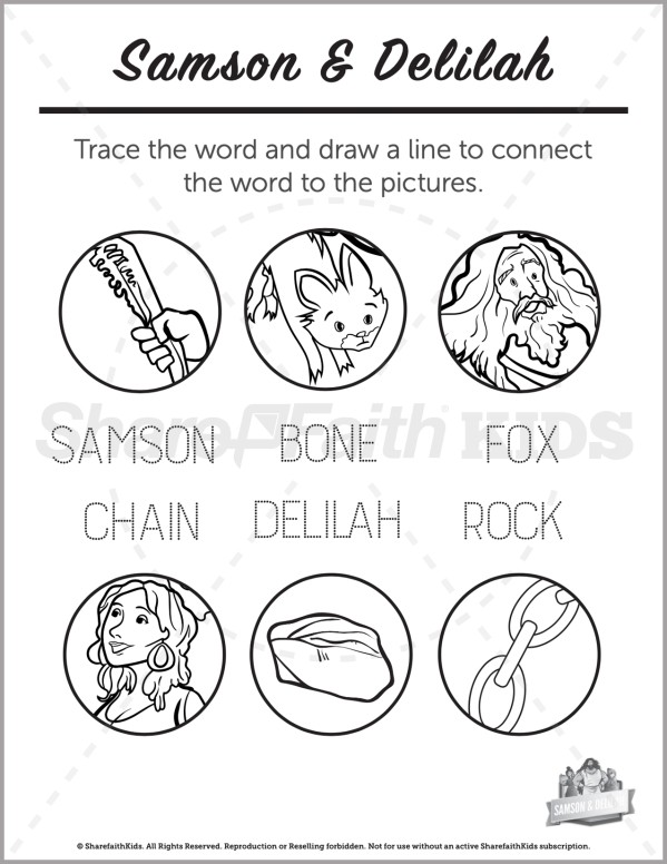 ShareFaith Media » Judges 16 Samson and Delilah Preschool Coloring ...
