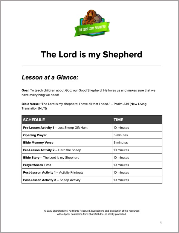 ShareFaith Media » Psalm 23 The Lord is My Shepherd Preschool ...