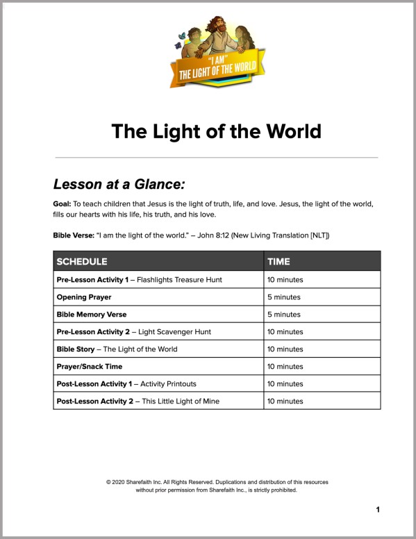 ShareFaith Media » John 8 Light Of The World Preschool Curriculum ...