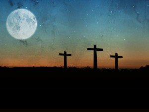 ShareFaith Media » Three Crosses Full Moon Christian Stock Photography ...