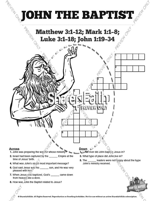 ShareFaith Media » John The Baptist Sunday School Crossword Puzzles ...