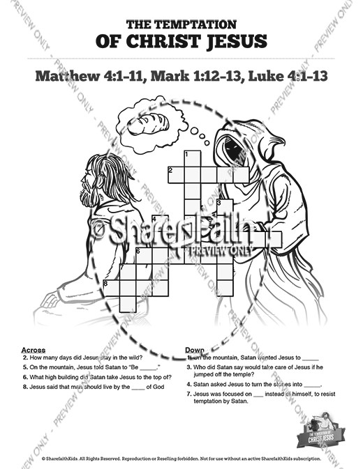 ShareFaith Media » Matthew 4 Jesus Tempted Sunday School Crossword ...