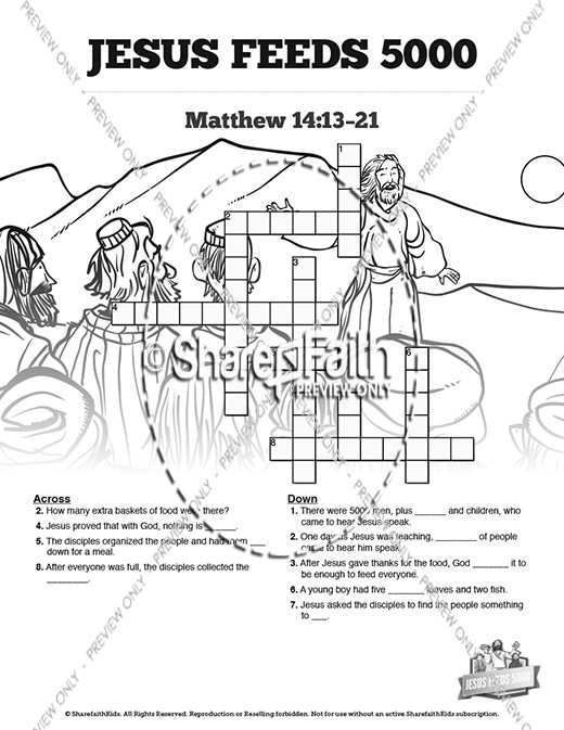 ShareFaith Media » Jesus Feeds 5000 Sunday School Crossword Puzzles ...