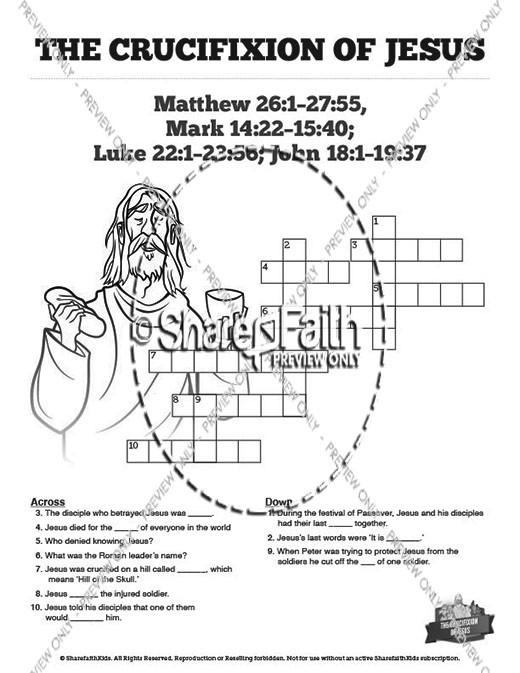 ShareFaith Media » Jesus’ Crucifixion Sunday School Crossword Puzzles ...