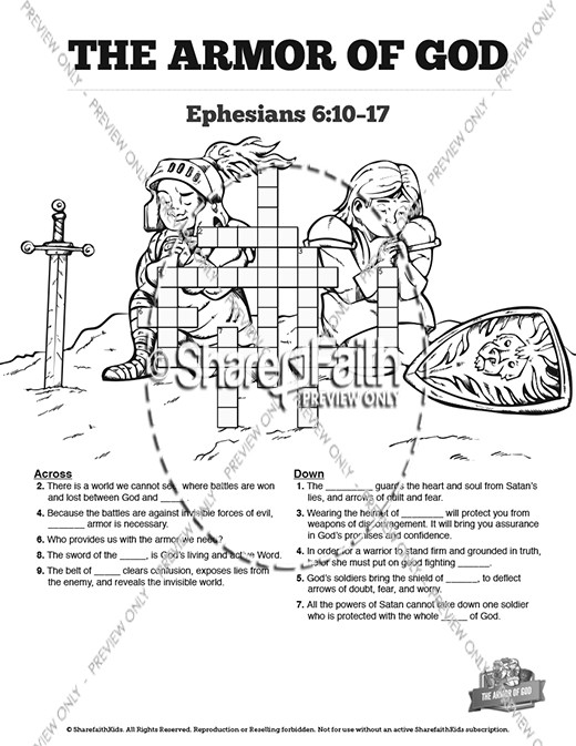 ShareFaith Media » Ephesians 6 The Armor of God Sunday School Crossword ...