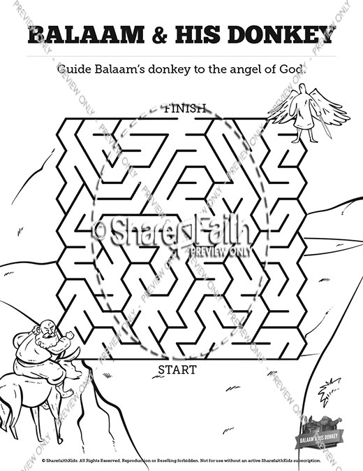 Donkey Balaam Bible School Sunday Coloring Talking Pages Crafts Kids ...