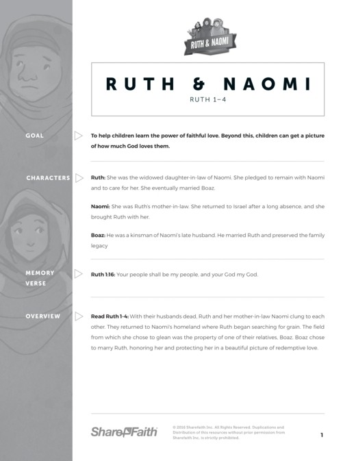 ShareFaith Media » Ruth and Naomi Sunday School Curriculum – ShareFaith ...