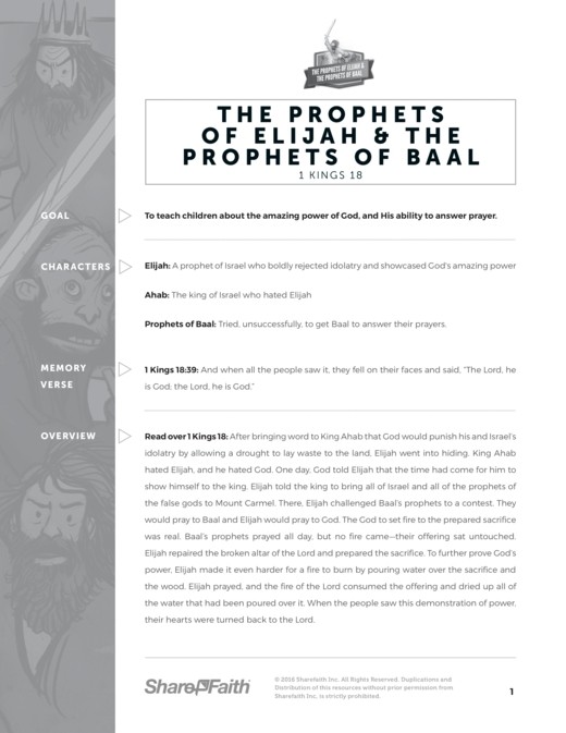 ShareFaith Media » 1 Kings 18 Elijah the Prophet Sunday School ...