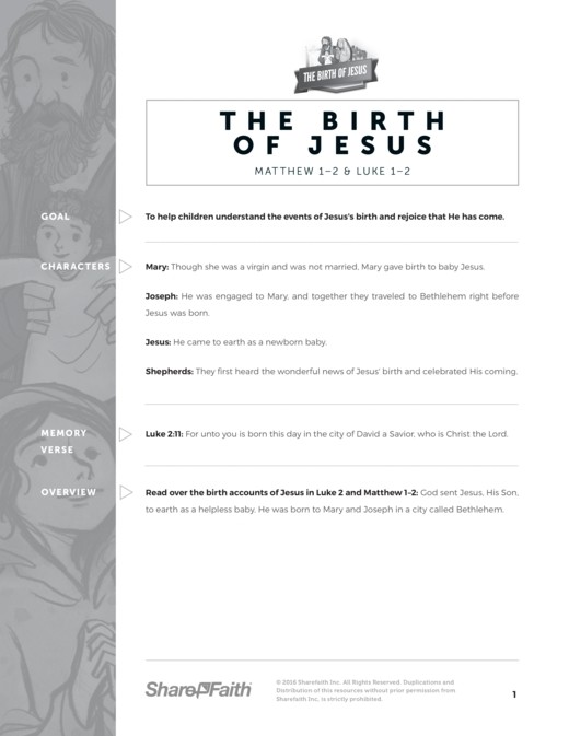 ShareFaith Media » The Birth of Jesus Sunday School Curriculum ...
