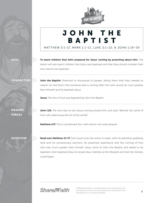 ShareFaith Media » Matthew 3 John the Baptist Sunday School Curriculum ...