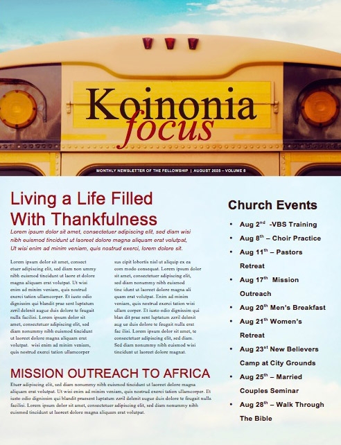 ShareFaith Media » Back to School Bus Church Newsletter Template ...