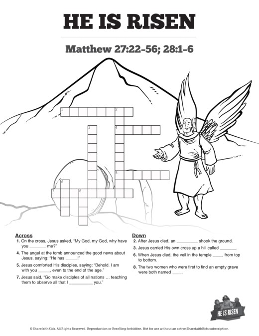 ShareFaith Media » Matthew 28 He Is Risen Easter Sunday School Coloring ...