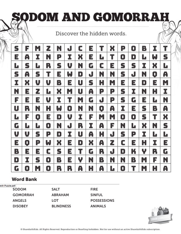 ShareFaith Media » The Story of Sodom and Gomorrah Bible Word Search ...
