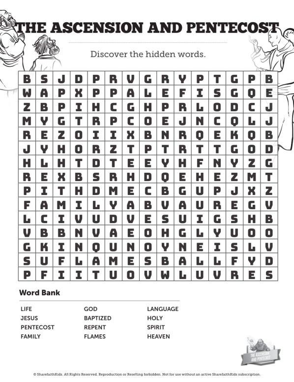 ShareFaith Media » The Ascension and Pentecost Bible Word Search ...