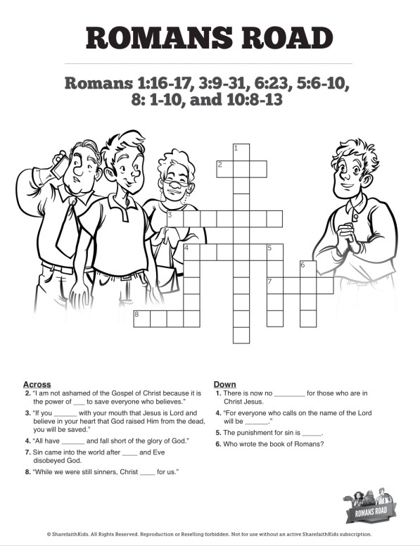 ShareFaith Media » Romans Road Sunday School Crossword Puzzles ...