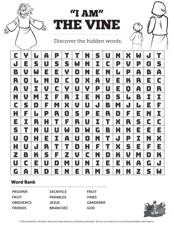 ShareFaith Media » John 15 I Am The Vine Bible Word Search Puzzles ...