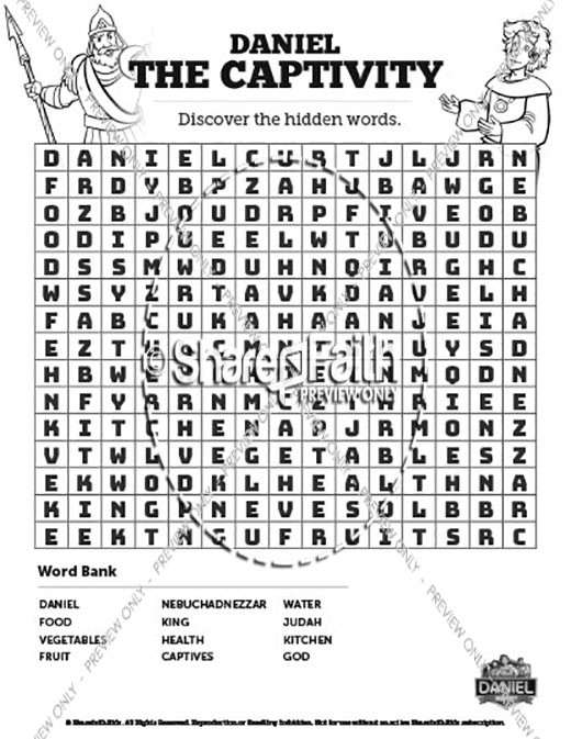 ShareFaith Media » Daniel 1 The Captivity Bible Word Search Puzzles ...