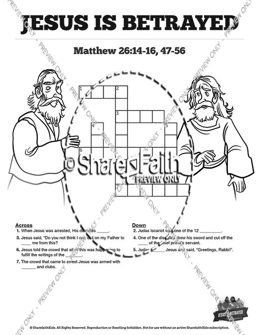 ShareFaith Media » Matthew 26 Jesus is Betrayed Sunday School Crossword ...