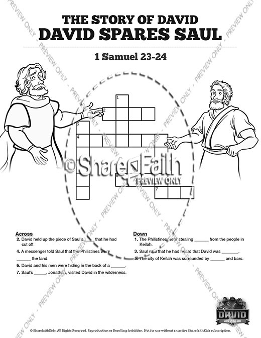 ShareFaith Media » 1 Samuel 23 24 David Spares Saul Bible Word Search ...