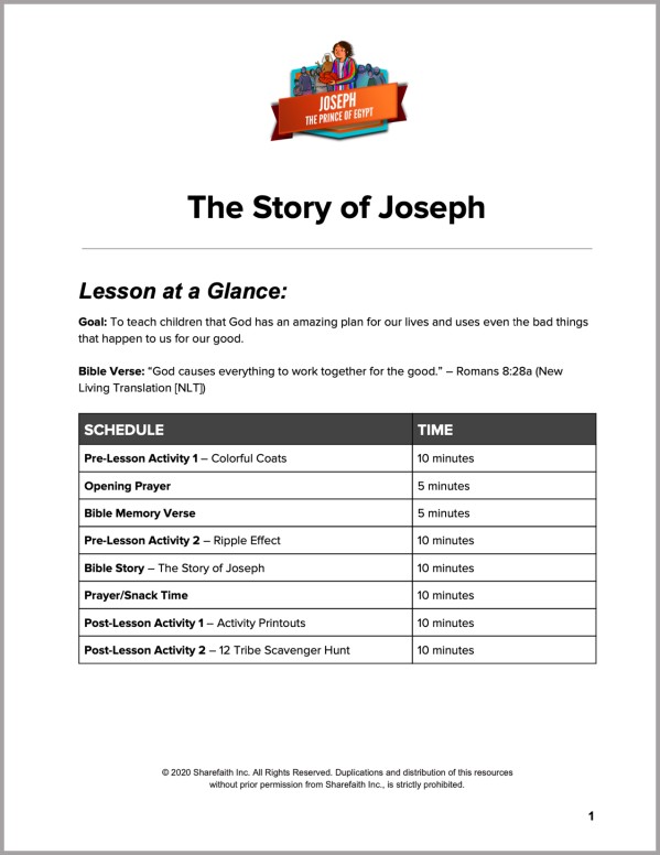 ShareFaith Media » Genesis 50 The Story of Joseph Preschool Curriculum ...